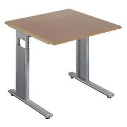 geram&ouml;bel Geram&ouml;bel Speed Office H&ouml;henverstellbar Schreibtisch Rechteckig Buche C-Fu&szlig; 800 (B) x 800 (T) x 820 (H) mm MFC (Melaminbeschichtete Spanplatte), Stahl