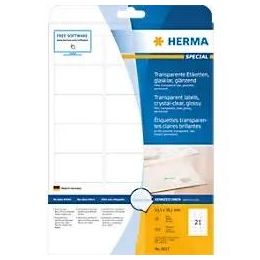 Herma Transparente Etiketten 8017 Rechteckig DIN A4 63,5 x 38,1 mm 25 Blatt à 21 Etikett