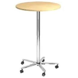 Hammerbacher VST Höhenverstellbar Stehtisch Ahorn Drehkreuz aus Metall 800 (B) x 800 (T) x 1.140 (H) mm Spanplatte, Kunststoff, Aluminium