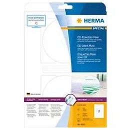 Herma CD/DVD Etiketten 4850 haftend Weiß 116 x 116 mm 25 Blatt à 2 Etiketten