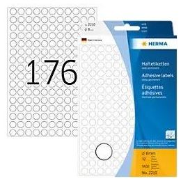 Herma Farbige Markierungspunkte 2210 Weiß Rund Ø 8 mm 32 Blatt à 176 Etiketten