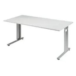 geramöbel Geramöbel Speed Office Höhenverstellbar Schreibtisch Rechteckig Hellgrau Esche C-Fuß 1.600 (B) x 800 (T) x 820 (H) mm MFC (Melaminbeschichtete Spanplatte), Stahl