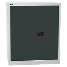 Bisley Universal Flügeltürenschrank Stahl 4 Fachböden abschließbar 914 x 400 x 1.000 mm Anthrazit, Hellgrau