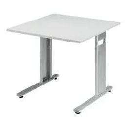 geramöbel Geramöbel Speed Office Höhenverstellbar Schreibtisch Rechteckig Hellgrau Esche C-Fuß 800 (B) x 800 (T) x 820 (H) mm MFC (Melaminbeschichtete Spanplatte), Stahl