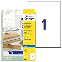 Avery Zweckform Abziehhilfe QuickPEEL Versandetiketten J8567-25 Selbsthaftend DIN A4 Transparent 210 x 297 mm 25 Blatt à 1 Etiketten