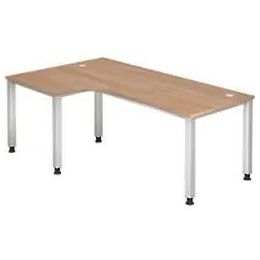 Hammerbacher Q Series VQS Eckschreibtisch Rechteckig Walnuss 4 Metallfüße 2.000 (B) x 1.200 (T) x 810 (H) mm Spanplatte, Stahl