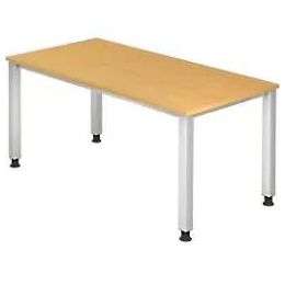 Hammerbacher VQS Höhenverstellbar Schreibtisch Rechteckig Buche 4 Metallfüße 1.600 (B) x 800 (T) x 810 (H) mm Spanplatte, Stahl