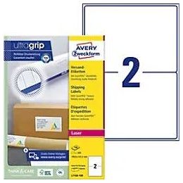 Avery Zweckform Abziehhilfe QuickPEEL,ultragrip Versandetiketten L7168-100 Selbsthaftend DIN A4 Weiß 199,6 x 143,5 mm 100 Blatt à 2 Etiketten