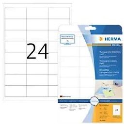 Herma SPECIAL A4 Etiketten 4681 haftend DIN A4 Transparent 66 x 33,8 mm 25 Blatt &agrave; 24 Etiketten