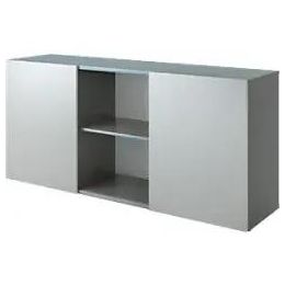 Hammerbacher Schiebetürenschrank Spanplatte 1 Fachboden 1.600 x 420 x 748 mm Grau, Silber