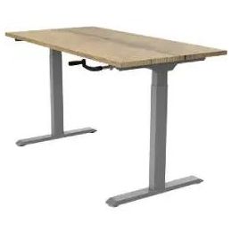euroseats Crank Sitz-Stehschreibtisch Rechteckig Eiche T-Fuß 1.200 (B) x 800 (T) x 1.190 (H) mm Metall