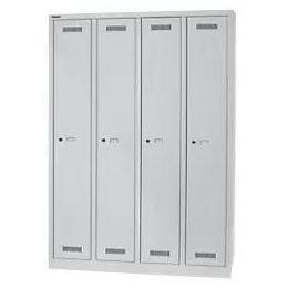 Bisley MonoBloc Silber Garderobenschrank 1 T&uuml;r 4 abteile Schl&uuml;ssel 1.183 x 500 x 1.700 mm Hellgrau