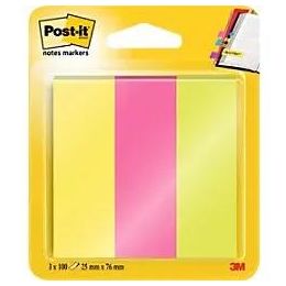 Post-it Haftmarker Rechteckig 2,5 x 7,6 cm Farbig sortiert 3 Stück à 100 Streifen