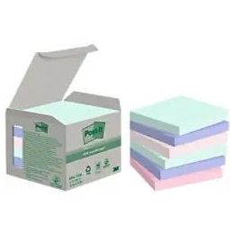 Post-it Recycelte Haftnotizen Sortiert Pastell 76 x 76 mm 100 Blatt 6 St&uuml;ck