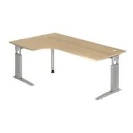 Hammerbacher VUS Höhenverstellbar Eckschreibtisch Freiform Eiche C-Fuß 2.000 (B) x 1.200 (T) x 860 (H) mm Spanplatte, Stahl