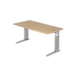 Hammerbacher VUS Höhenverstellbar Schreibtisch Rechteckig Eiche C-Fuß 1.600 (B) x 800 (T) x 860 (H) mm Spanplatte, Stahl