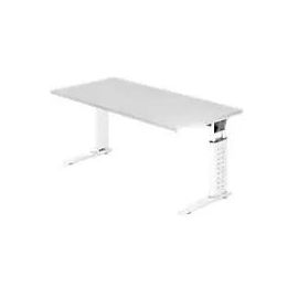 Hammerbacher VUS Höhenverstellbar Schreibtisch Rechteckig Weiß C-Fuß 1.600 (B) x 800 (T) x 860 (H) mm Spanplatte, Stahl