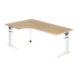 Hammerbacher VUS Höhenverstellbar Eckschreibtisch Freiform Eiche C-Fuß 2.000 (B) x 1.200 (T) x 860 (H) mm Spanplatte, Stahl