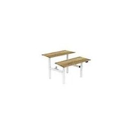 euroseats Dual Bench Sitz-Stehschreibtisch Rechteckig Eiche H-Fuß-Gestell 1.600 (B) x 800 (T) x 1.305 (H) mm Metall