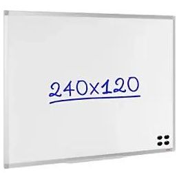 Viking Superior Whiteboard Wandmontiert Magnetisch Emaille Einseitig 240 (B) x 120 (H) cm