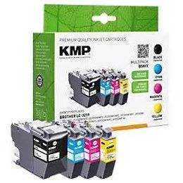 KMP Kompatibel Brother LC-3219VALDR Tintenpatrone Schwarz, Cyan, Magenta, Gelb Multipack 4 Stück