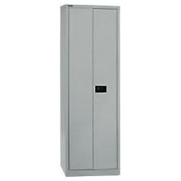 Bisley Flügeltürenschrank Stahl 4 Fachböden abschließbar 600 x 400 x 1.950 mm Silber