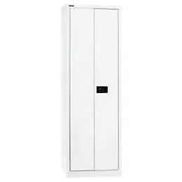 Bisley Universal Flügeltürenschrank Stahl 4 Fachböden abschließbar 600 x 400 x 1.950 mm Verkehrsweiß