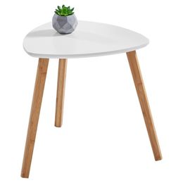 CARRYHOME Beistelltisch, Natur, Wei&szlig;, Holz, Holzwerkstoff, Bambus, teilmassiv, Freiform, eckig, 40x40x40 cm, Wohnzimmer, Wohnzimmertische, Beistelltische