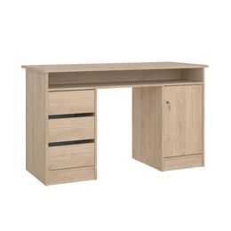 Mid.you Schreibtisch, Eiche, Holzwerkstoff, Holzoptik, 3 Schublade(n) Schubladen, rechteckig, 55x75.6x126 cm, Stauraum, abschlie&szlig;bar, Arbeitszimmer, Schreibtische, B&uuml;rotische