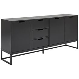 Novel Sideboard, Anthrazit, Schwarz, Metall, Holzwerkstoff, 3 F&auml;cher, 3 Schublade(n) Schubladen, 180x79x40 cm, Bsci, Beim&ouml;bel erh&auml;ltlich, stehend, Wohnzimmer, Kommoden & Sideboards, Sideboards