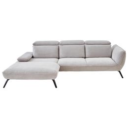 Moderano Ecksofa, Hellgrau, Textil, 3-Sitzer, Ottomane links, Eckteil, L-Form, 301x196 cm, Fu&szlig;auswahl, Stoffauswahl, Armteilvarianten, Sitzqualit&auml;ten, seitenverkehrt erh&auml;ltlich, Hocker individuell planbar, Armteil links, rechts, Wohnzimmer, Sofas & Couches, Wohnlandschaften, Ecksofas