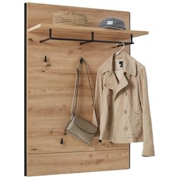 Voleo Garderobenpaneel Garderobe, Schwarz, Eiche Artisan, Holzwerkstoff, 88x126x32 cm, Aufh&auml;ngem&ouml;glichkeit, Hutablage, Kleiderstange, Garderobe, Garderobenpaneele, Garderobenpaneele