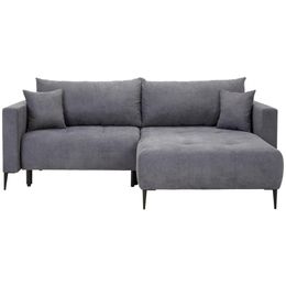CARRYHOME Ecksofa, Dunkelgrau, Textil, 2-Sitzer, F&uuml;llung: Schaumstoff, seitenverkehrt montierbar, L-Form, 226x155 cm, Liegefunktion, Schlafen auf Sitzh&ouml;he, R&uuml;cken echt, Wohnzimmer, Sofas & Couches, Wohnlandschaften, Ecksofas