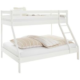 Linea Natura Etagenbett, Wei&szlig;, Holz, Buche, massiv, 2-Zonen, H&ouml;he ca. 20 cm, 140x200 cm, Federholzleisten verleimt, Kinder- & Jugendzimmer, Kinderm&ouml;bel, Kinderbetten, Etagenbetten