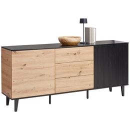Xora Sideboard, Schwarz, Eiche Artisan, Metall, Holzwerkstoff, 2 F&auml;cher, 3 Schublade(n) Schubladen, 178x78x40 cm, Bsci, Beim&ouml;bel erh&auml;ltlich, stehend, Wohnzimmer, Kommoden & Sideboards, Sideboards
