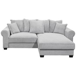 Hom&acute;in Hom`in Ecksofa, Hellgrau, Textil, 2-Sitzer, F&uuml;llung: Polyester, seitenverkehrt montierbar, L-Form, 255x185 cm, R&uuml;cken echt, Wohnzimmer, Sofas & Couches, Wohnlandschaften, Ecksofas