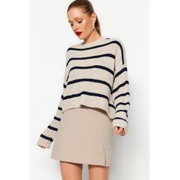 Trendyol Pullover in Beige/ Dunkelblau - 47% | Gr&ouml;&szlig;e M | Damen-pullover-cardigans