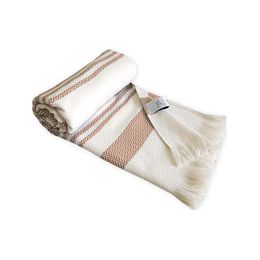 Framsohn Plaid "Boho Living - Zick Zack" in Rosa/ Weiß - 13% | Größe 100x180 cm | Decken