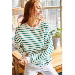 Olalook Sweatshirt in Weiß/ Grün - 61% | Größe L | Damen-sweatshirts-jacken