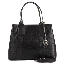 Mia Tomazzi Leder-Henkeltasche "Monviso" in Schwarz - (B)33 x (H)25 x (T)14 cm - 73% | Damen-taschen