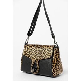 Anna Morellini Leder-Umhängetasche "Giusi" in Schwarz/ Hellbraun - (B)27 x (H)11 x (T)5 cm - 74% | Damen-taschen