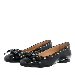 Ganni Loafer - Eyelets Bow Ballerina Naplack - Gr. 36 (EU) - in Schwarz - f&uuml;r Damen