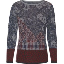 CR&Eacute;ATION L Damen Jacquardpullover im Muster-Mix rauchblau-gemustert Gr&ouml;&szlig;e 40