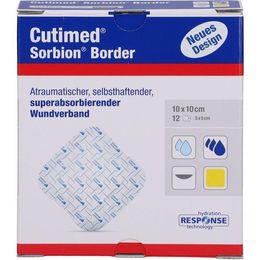 BSN Cutimed Sorbion Border Wundauflage 10x10 cm steril 12 St