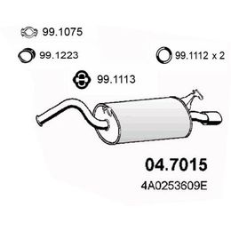 Asso Endschalldämpfer für VW AUDI 4A0253609E 04.7015