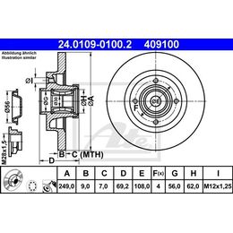 ATE Bremsensatz-Hinterachse Bremsensatz, Scheibenbremse hinten rechts links voll 249mm f&uuml;r PEUGEOT CITRO&Euml;N VAUXHALL OPEL 424932 3649110 3648487 SG0000