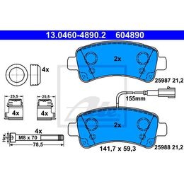 ATE Bremsensatz-Hinterachse Bremsensatz, Scheibenbremse hinten rechts links belüftet 300mm für PEUGEOT FIAT CITROËN 1612435780 77367094 1612435880 SG0
