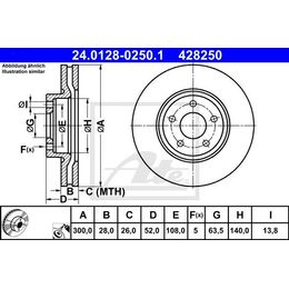 ATE Bremsensatz-Vorderachse Standard Disc / Ceramic IJZJSGIHL2 Bremsensatz, Scheibenbremse vorne rechts links bel&uuml;ftet 300mm f&uuml;r LAND ROVER FORD VOLVO