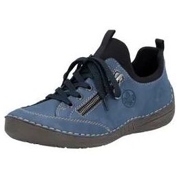 Slip-On Sneaker Rieker, Damen, Gr. 38, schwarz (jeansblau, schwarz), Nubuklederimitat, Textil, Schuhe, Slipper, Schlupfschuh, mit elastischem Einschlupf, Topseller
