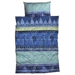 Bettwäsche CASATEX "Indi", blau (blautürkis), B/L: 200cm x 220cm, 1 Stk., 2 Stk., Biber, B/L: 40cm x 80cm & 40cm x 80cm, 3 Stk., Biber, Obermaterial: 100% Baumwolle, Bettwäsche, romantisch, orientalisch, weich und gemütlich